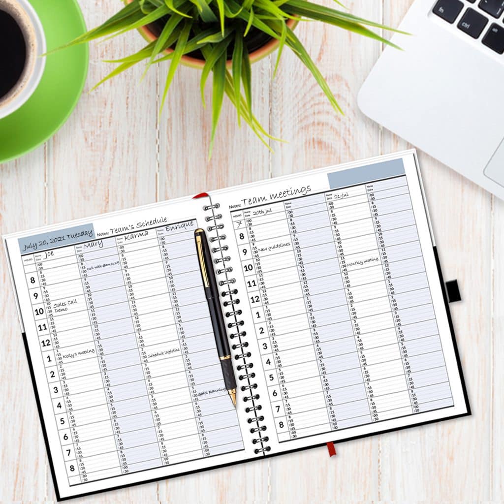 4 Column Undated Appointment Book & Planner, 15-Minute Increment ...