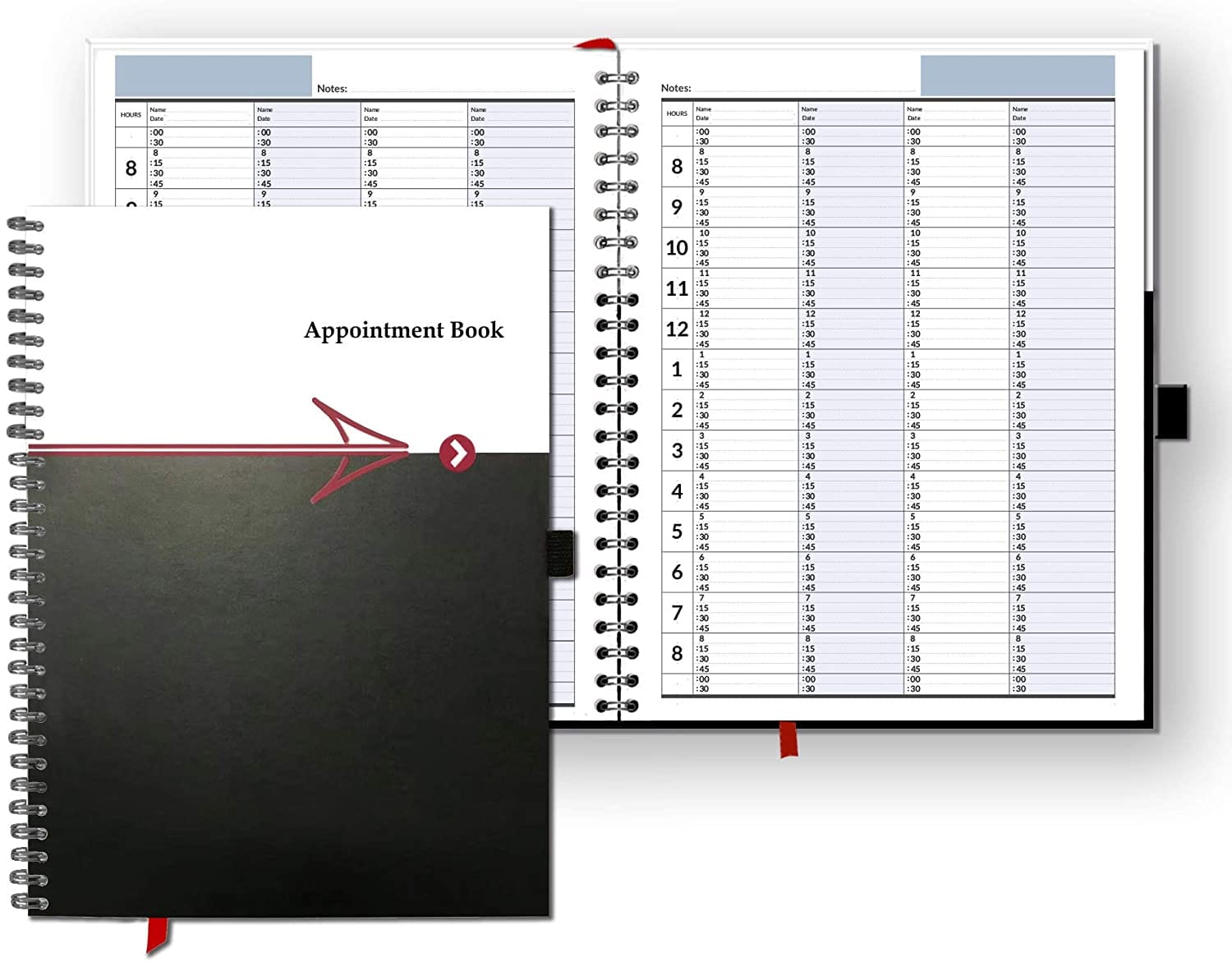 4 Column Undated Appointment Book & Planner, 15-Minute Increment ...
