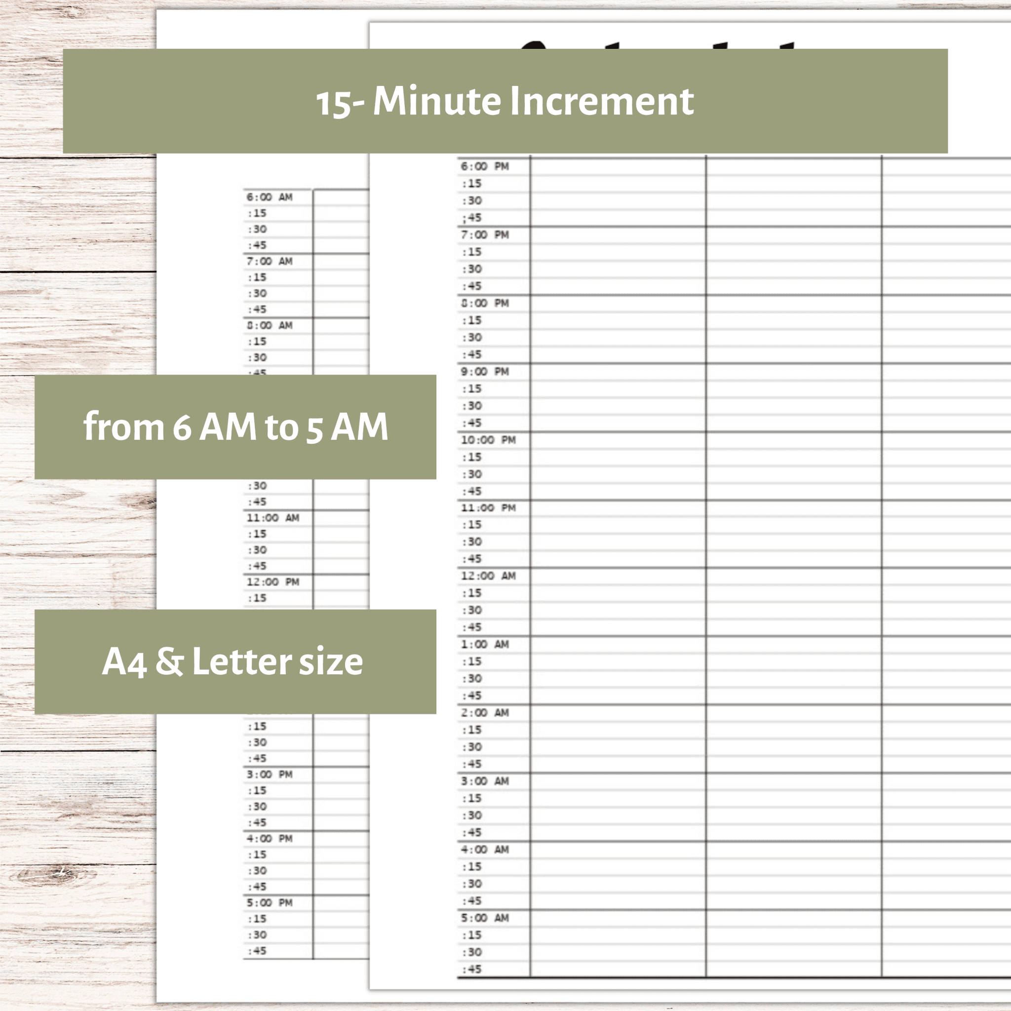 Weekly Schedule Template 15 Minute Increments