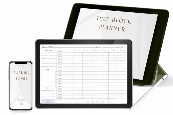 Ultimate Digital Time Block Planner, Hyperlinked, 30-minute time blocks ...